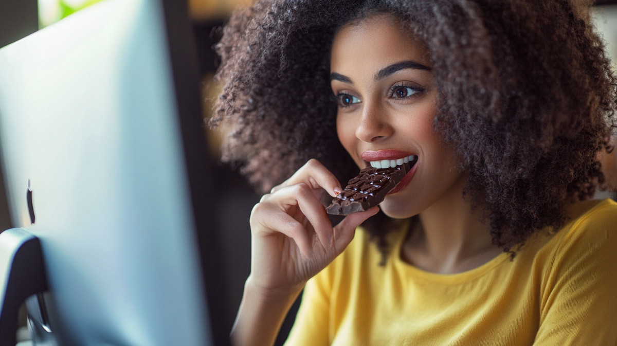 woman_sitting_at_computer_eating_chocolate_b3144aa4-9e1b-4a8e-956c ...